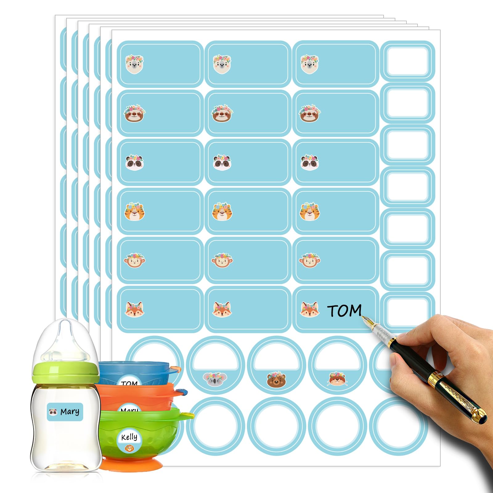 540 Pcs Name Tag Stickers, Colorful Border Name Tag Labels with Strong ...