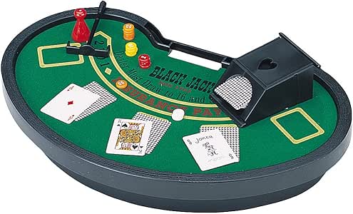 Amazon.com: Mini Blackjack Table with Cards, Chips, Sweeper & Dealer ...