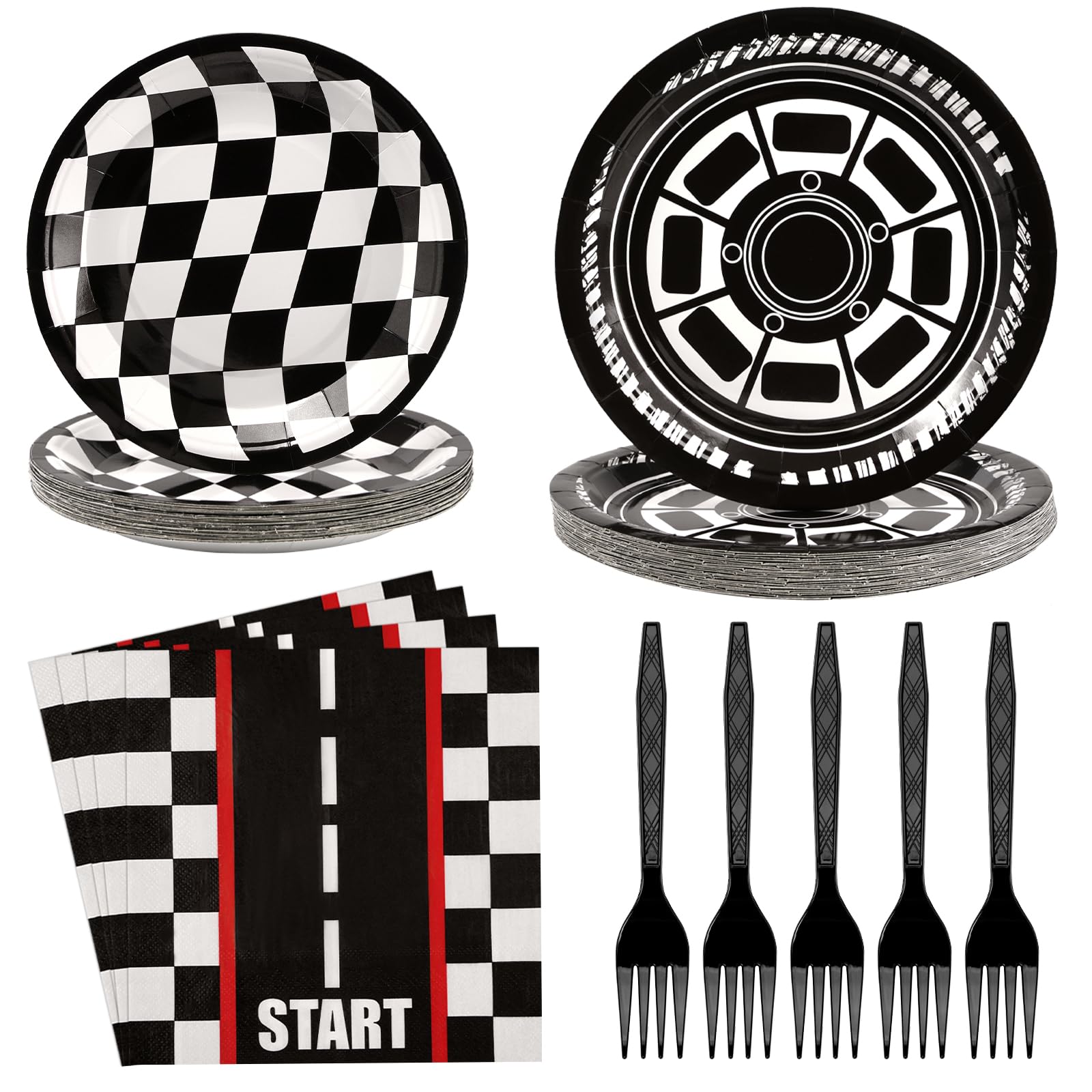96Pcs Race Car Birthday Party Supplies Race Car Plates and Napkinks Set ...