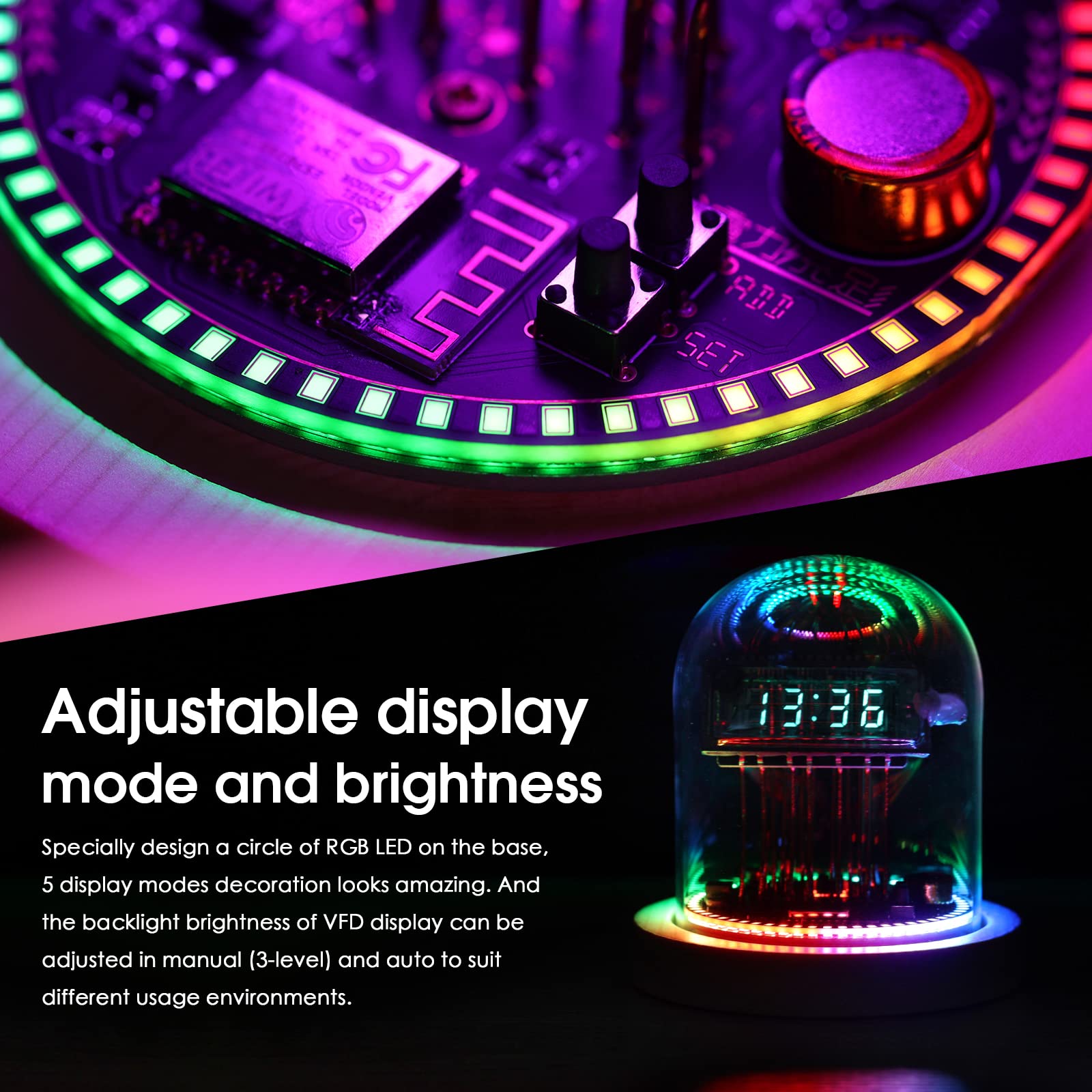 Mua Douk Audio Vintage VFD Clock WIFI RGB LED Home Mantel & Shelf Clock ...