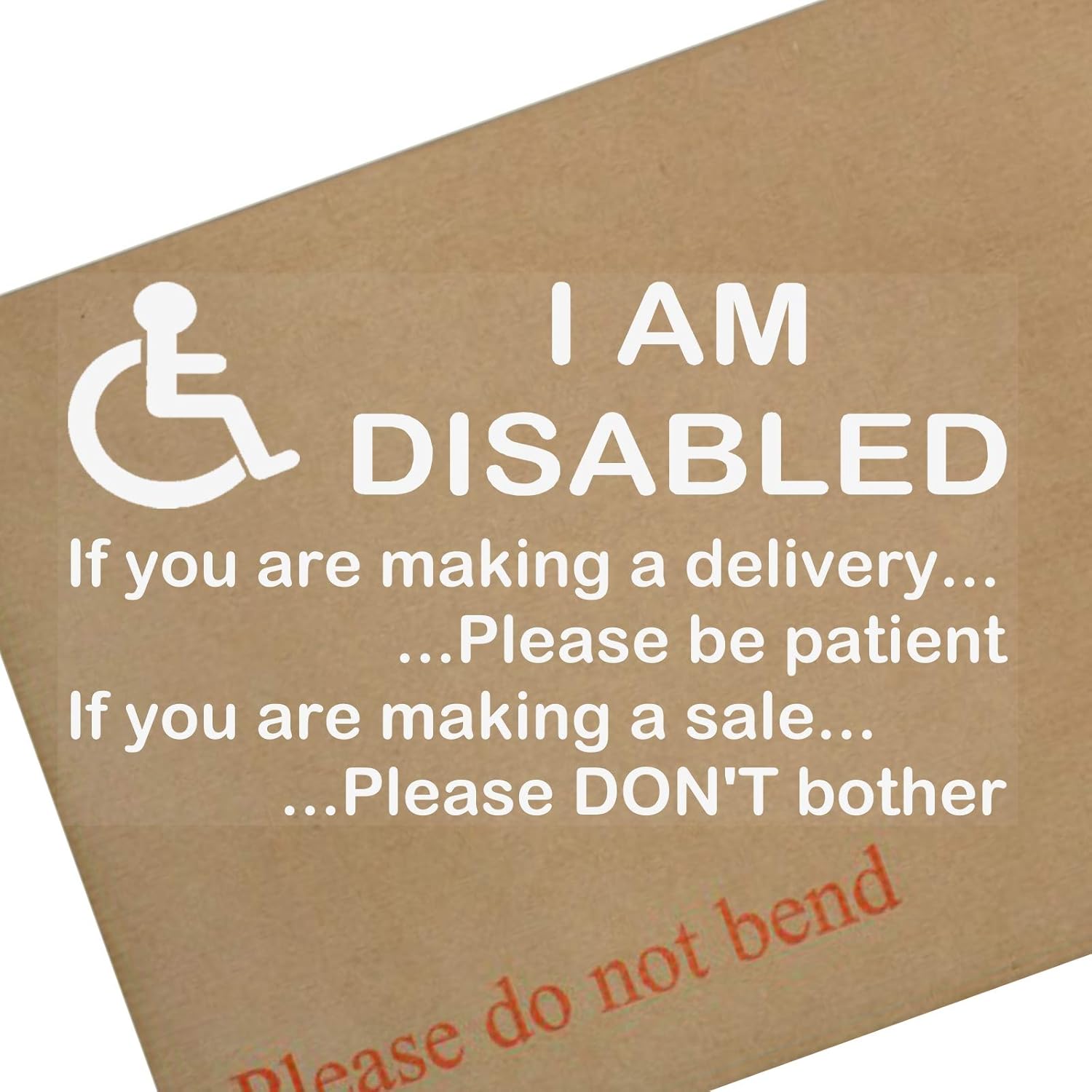 1 x I am Disabled Sticker-INTERNAL WINDOW version-White on Clear ...