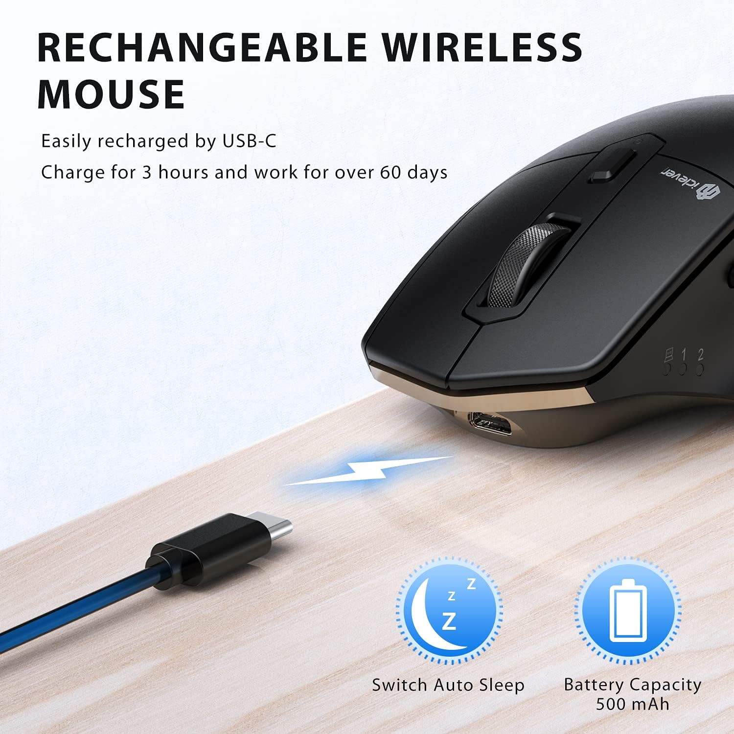 Mua Wireless Mouse with Bluetooth or USB Receiver, 5 Adjustable 2400DPI ...
