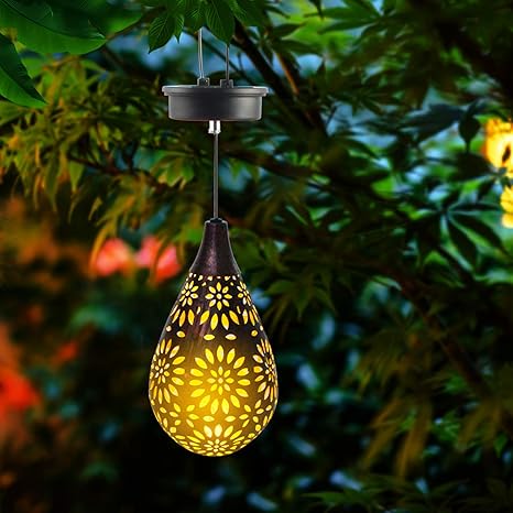 Buy Hanging Solar Lights Outdoor Retro Garden Lights Metal Lamp ...