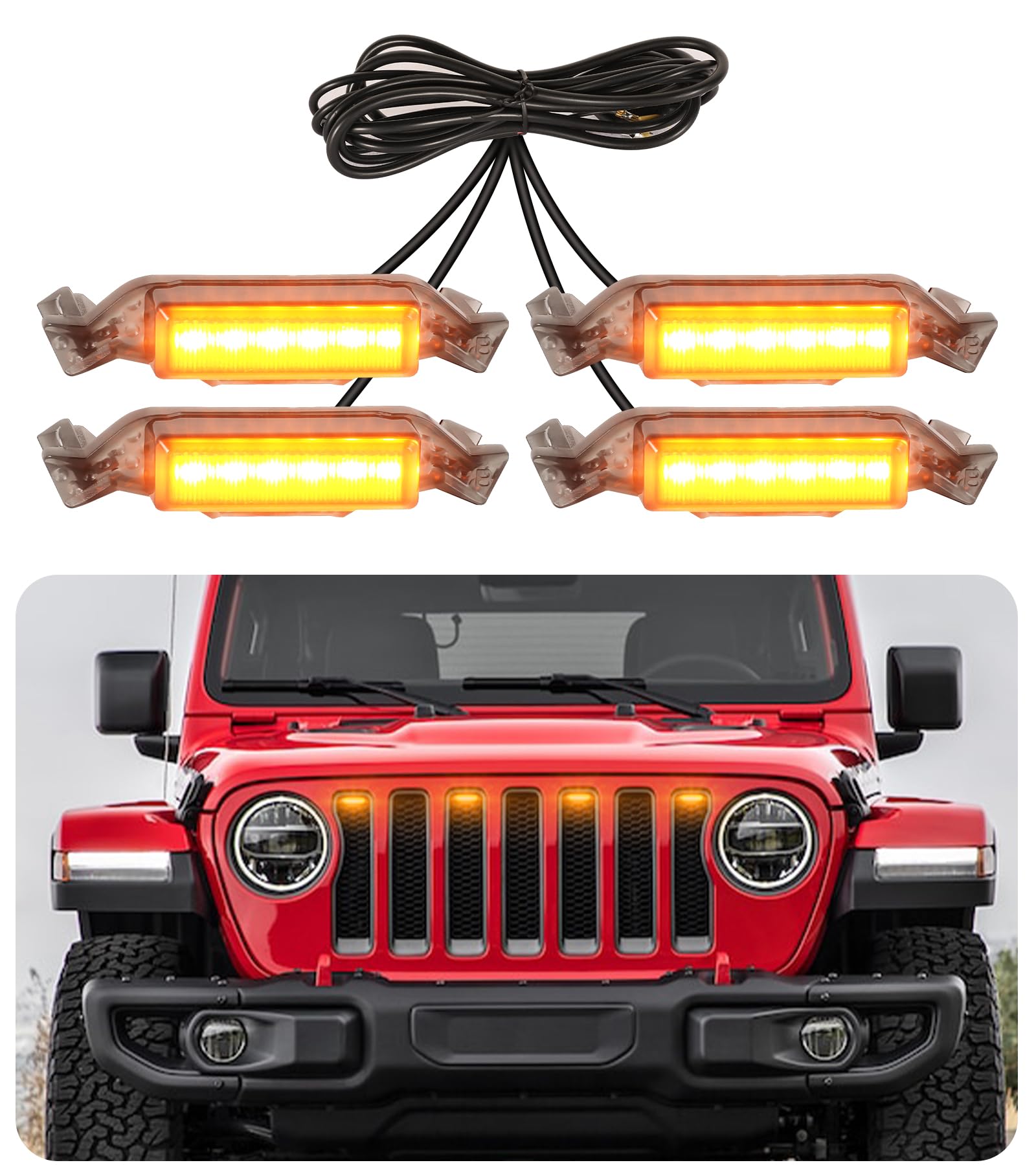 Grill Lights for Jeep Wrangler JL JLU Grill Lights LED Front Grille ...