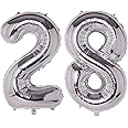 Amazon.com: WEIKA 40 Inch Number 28 Balloons, Silver Giant Jumbo Helium ...
