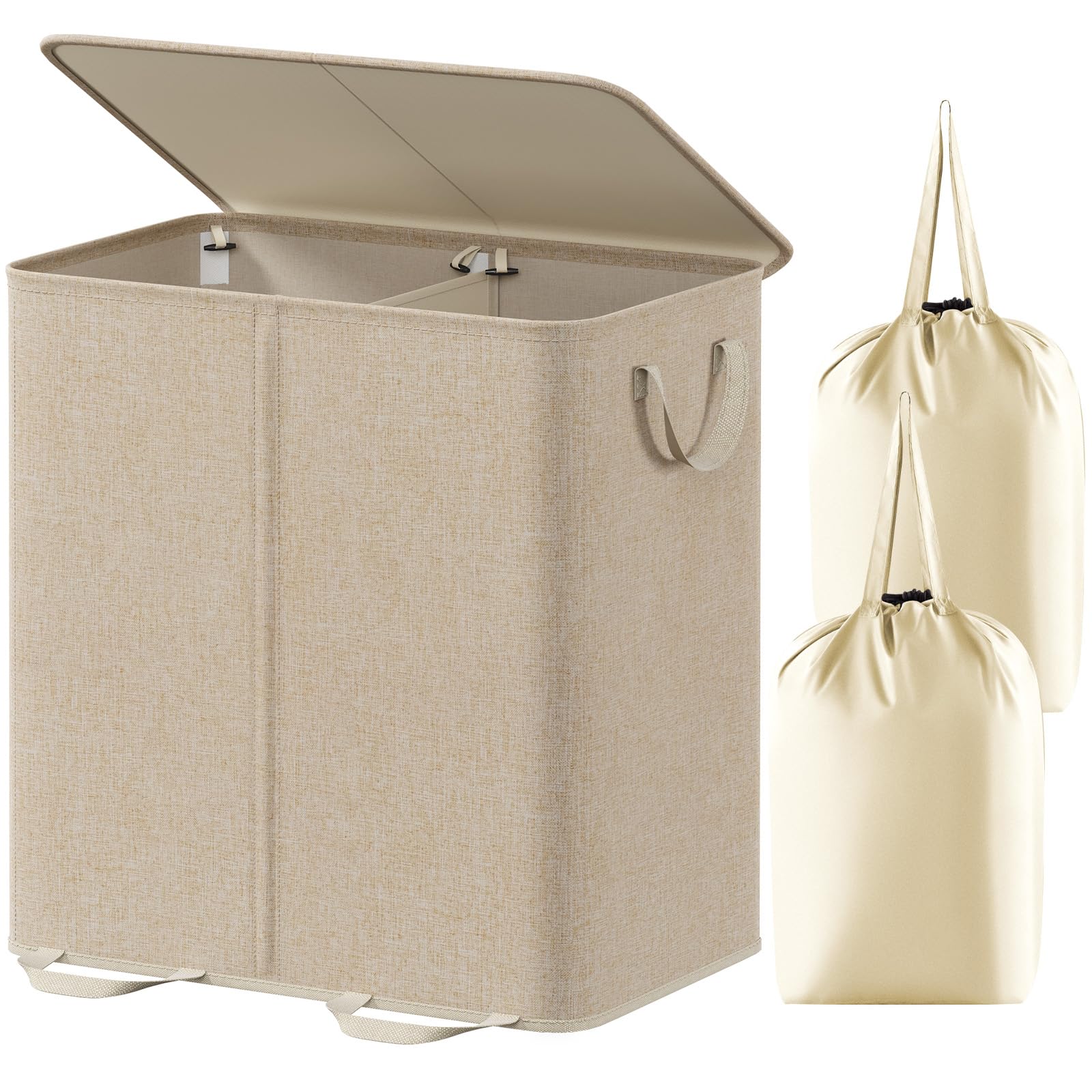 Lifewit Double Laundry Hamper with Lid and Removable Laundry Bags ...
