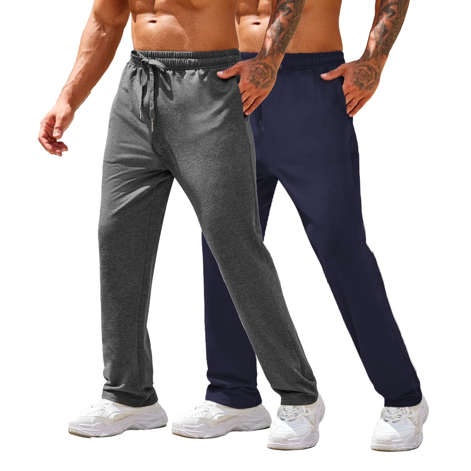 COOFANDY Men's Sweatpants Open Bottom Lounge Pants Casual Lightweight ...