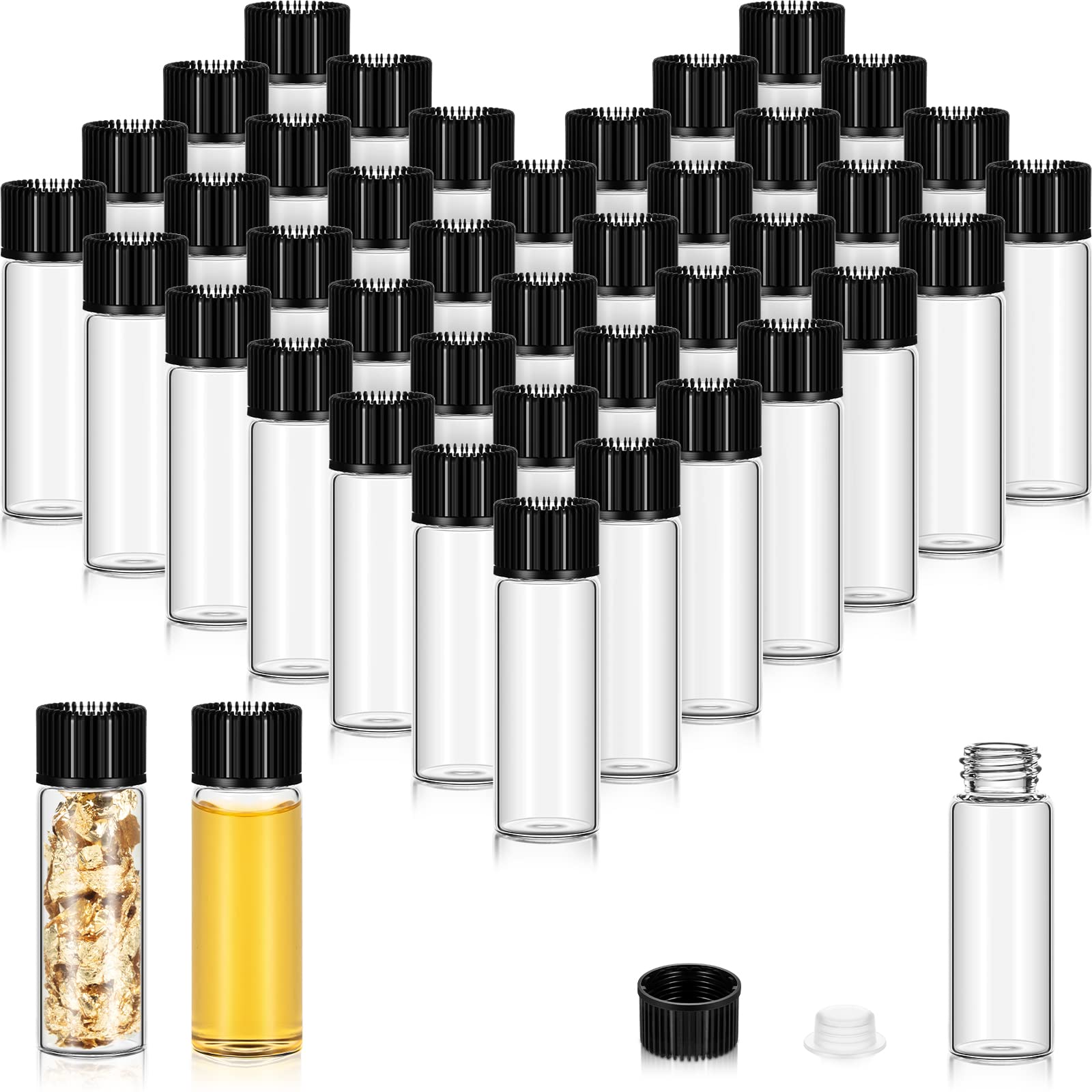 Lallisa 80 Pcs Clear Glass Vial Glass Sample Vial Clear Bottles with ...