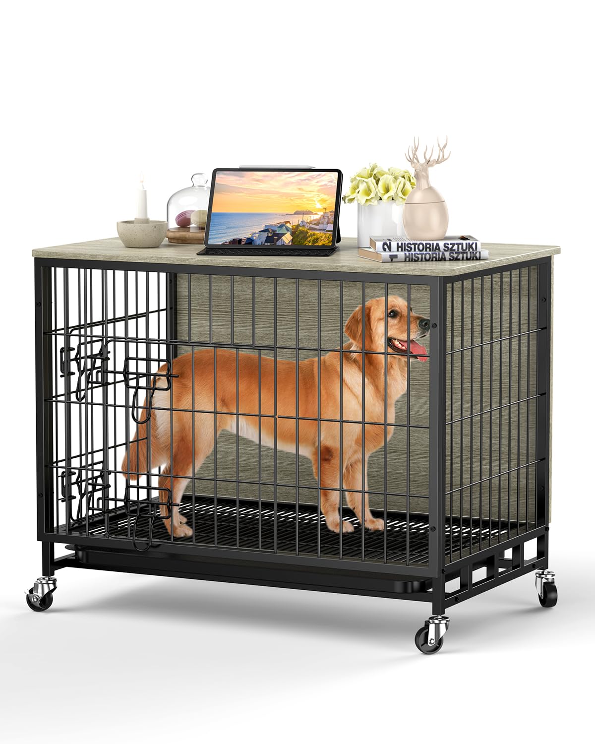 2024 New Dog Crate Furniture, Compact 27.2" Small Dog Dual-Entry Kennel ...