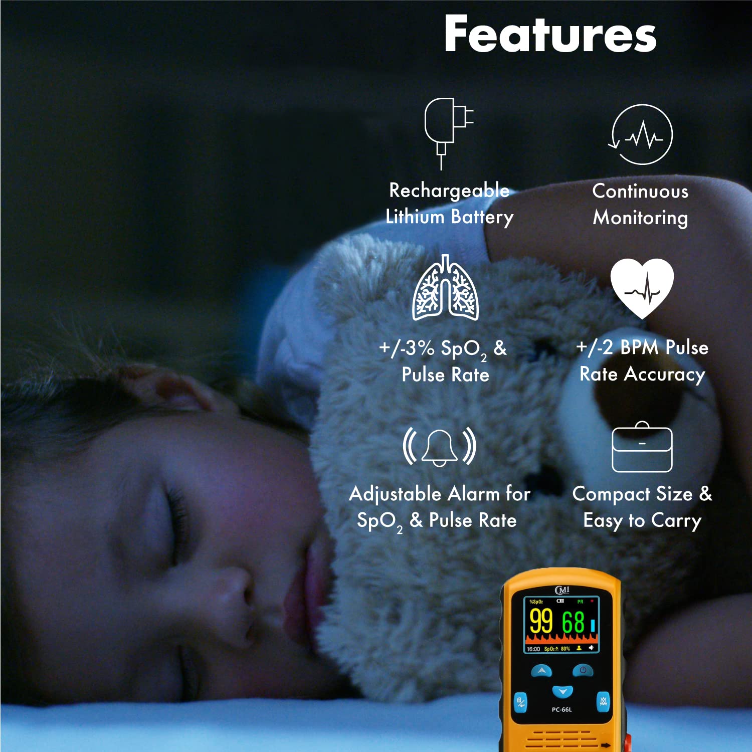 Mua Rechargeable Pulse Oximeter - Continuous Infant Monitoring (Up to ...