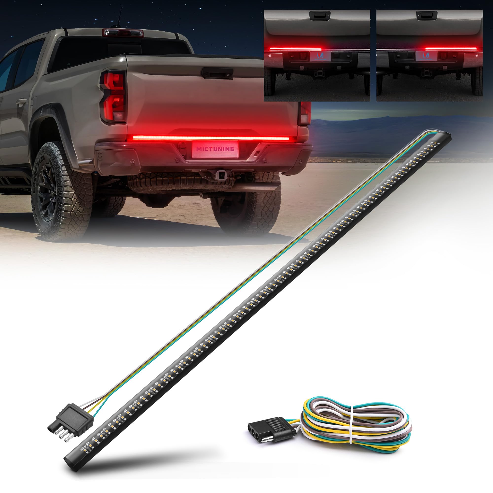 MICTUNING 60 inches Triple Row 504 LEDs Tailgate Strip Light Waterproof ...