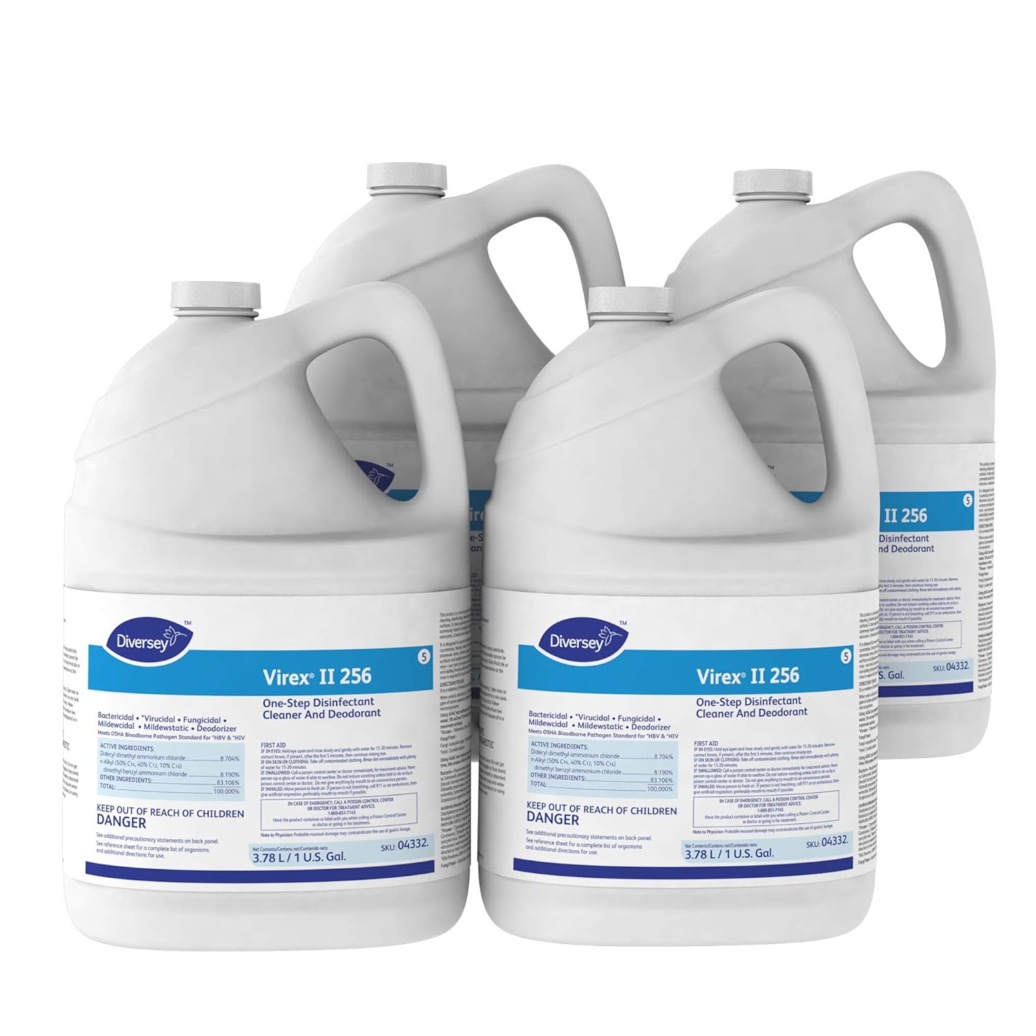 Diversey Virex II 256 Broad Spectrum Disinfectant (1-Gallon, 4-Pack ...