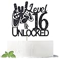 Amazon.com: Level 16 Unlocked Game Birthday Cake Topper - Boy's 16th ...