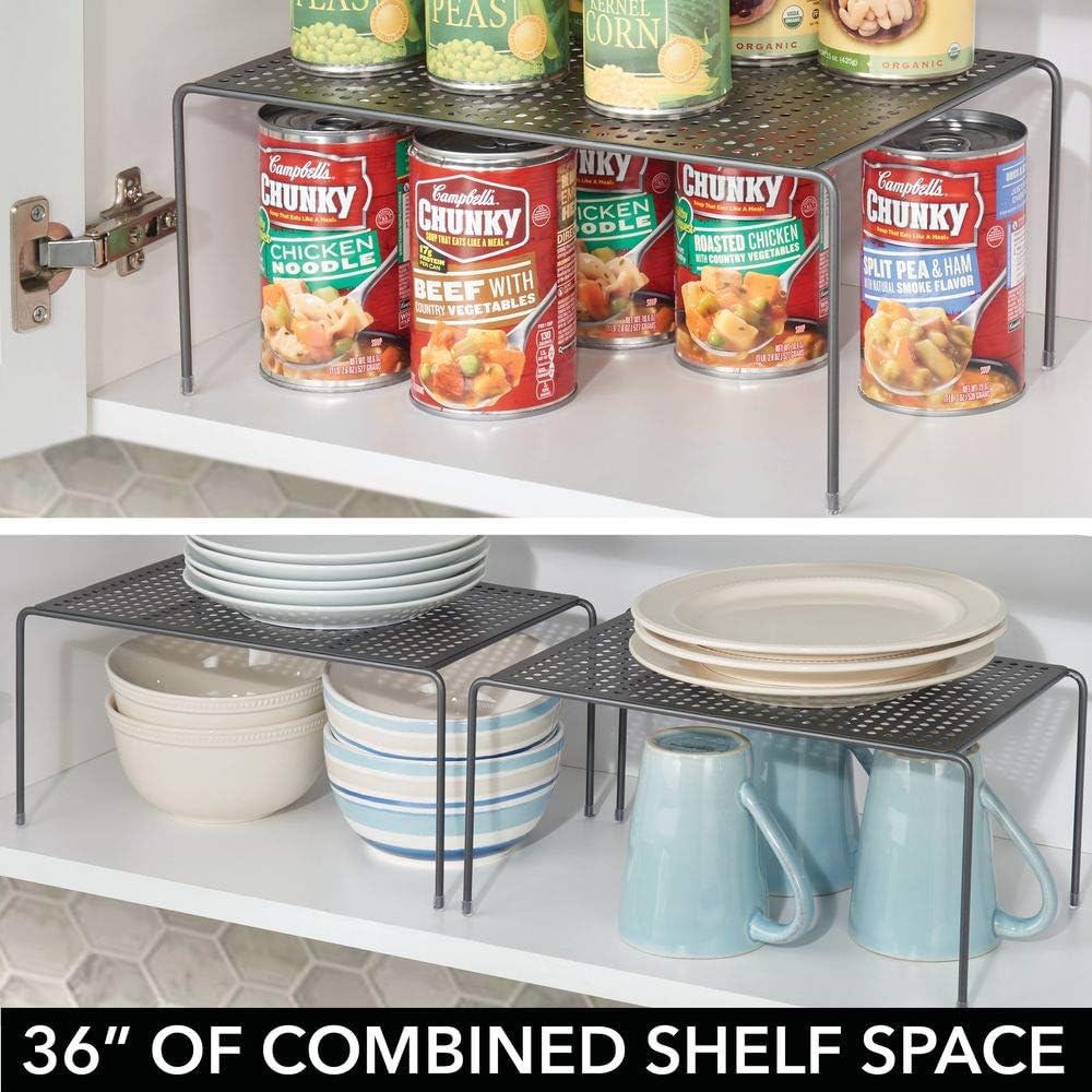 mDesign Set of 3 Expandable Shelves – Free-Standing Kitchen Shelf Set ...