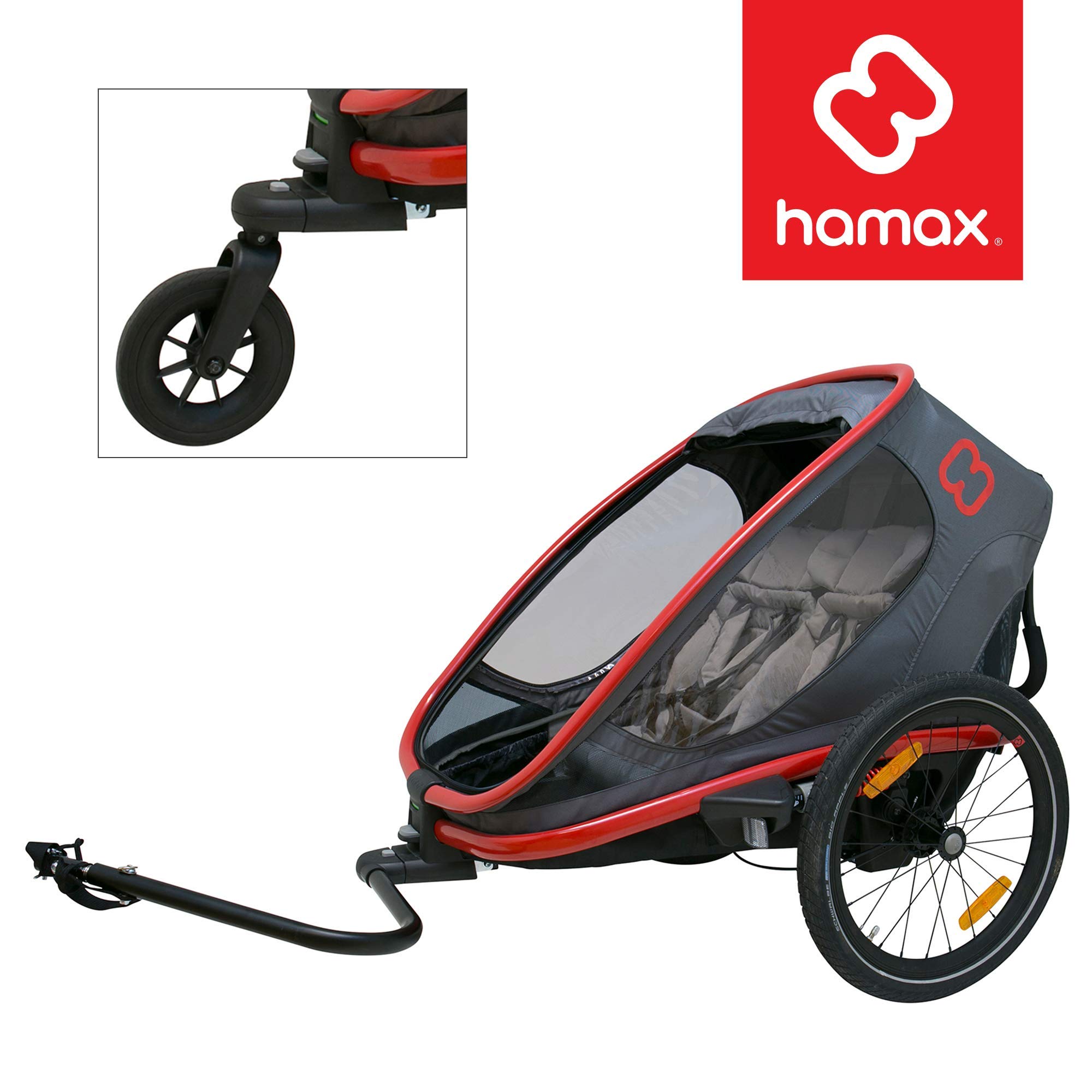 Hamax Outback Multi-Sport Child Bike Trailer + Stroller (Jogger Wheel Sold Separately) (Two ...