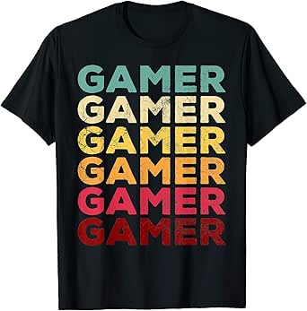 Amazon.com: Gamer Vintage Retro 70's 80's Style Video Game Men Boys ...
