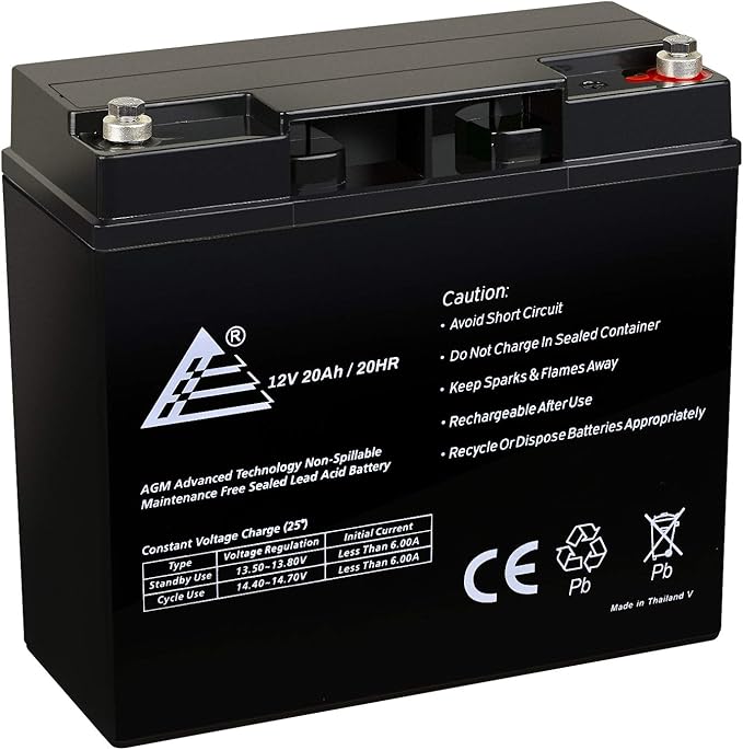 Amazon.com: ExpertPower 12V 20AH Sealed Lead Acid Battery with Nut ...