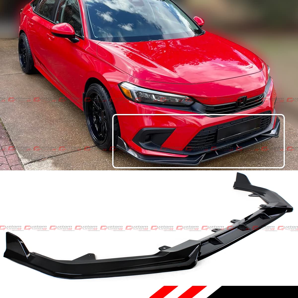 Mua JDM 3PC Style Painted Gloss Black Pearl Front Bumper Lip Splitter ...