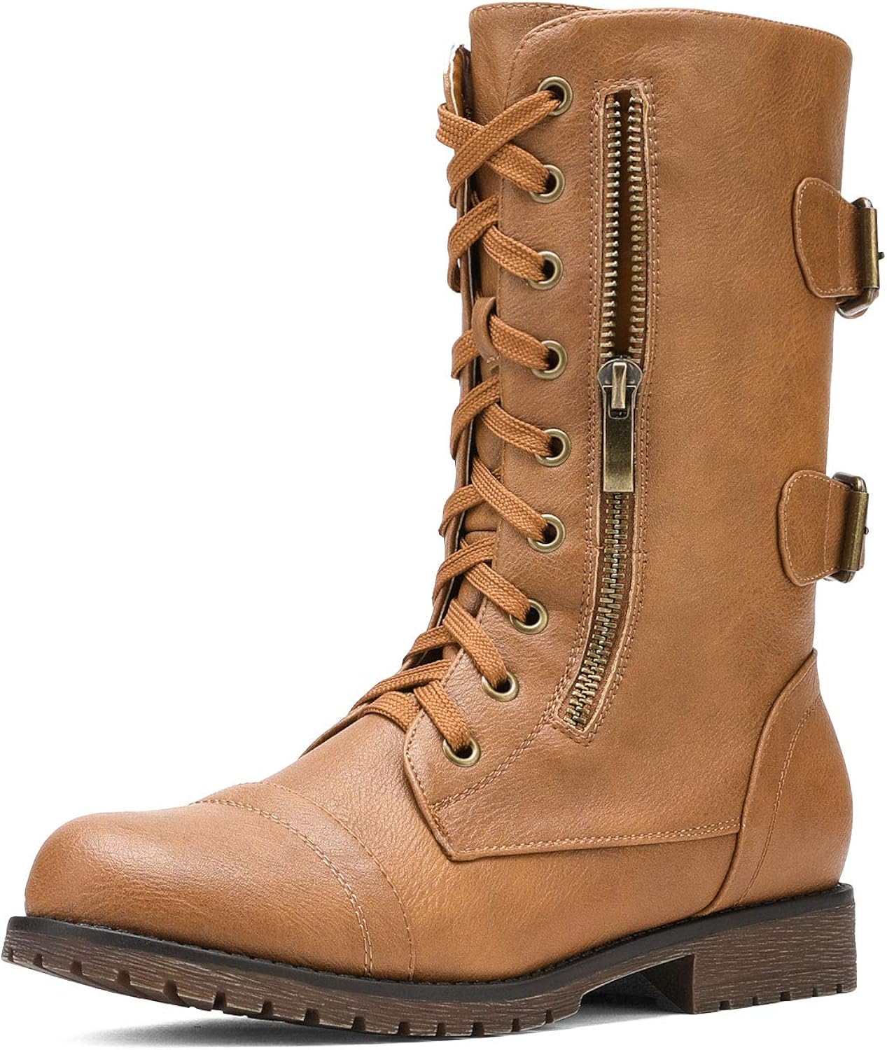 DREAM PAIRS Women's Winter Lace up Mid Calf Combat Boots: Amazon.ca: Shoes & Handbags