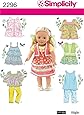 Amazon.com: Simplicity Sewing Pattern 2296 Doll Clothes, One Size: Arts ...