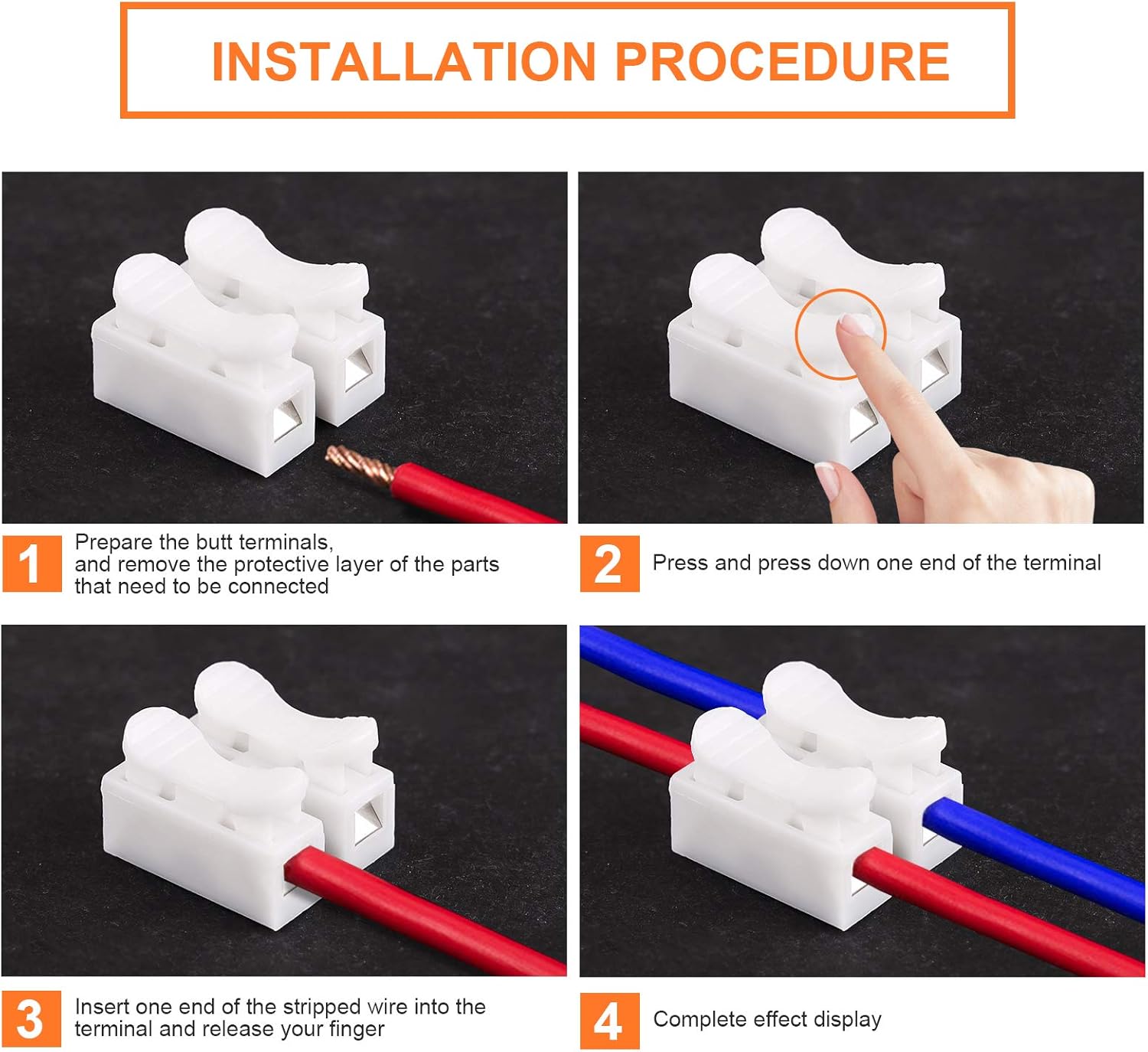 100 Pcs Spring Wire Connector CH2 CH3 CH4 Cable Connector Electrical ...