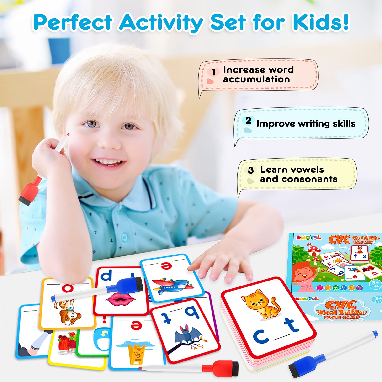 Mua KMUYSL Short Vowel Spelling Flashcards, CVC Sight Words Handwriting ...