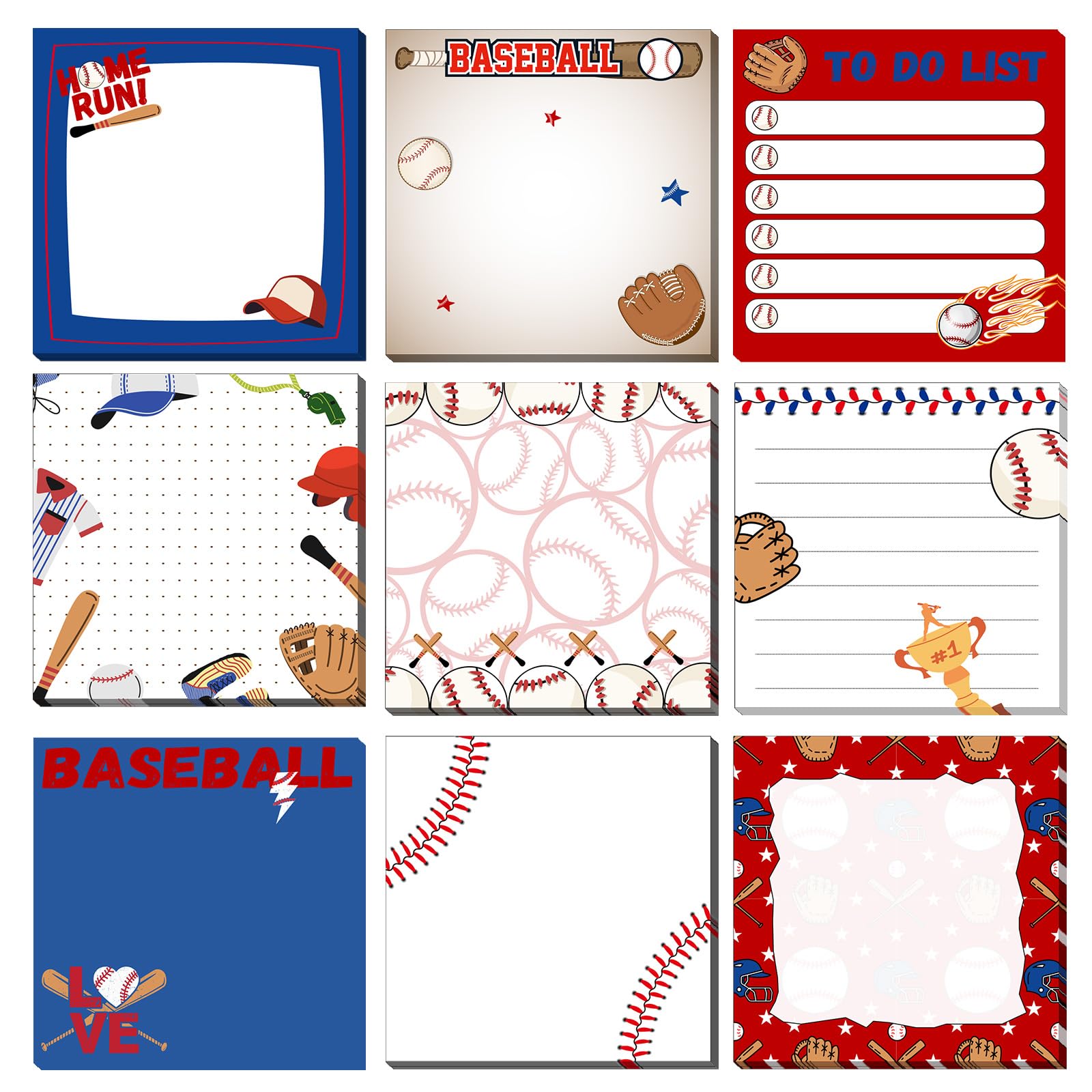 Thenshop 9 Pads Sport Sticky Notes Ball Self Stick Notepads 3x3 Inches ...