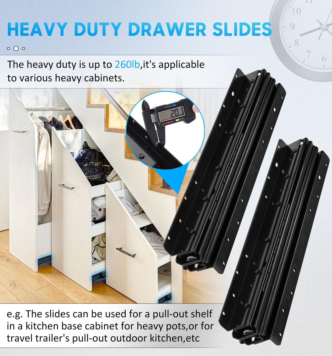 Mua REGUDA Undermount Heavy Duty Drawer Slides Rail Bottom Mounted Full ...