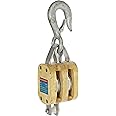 Indusco C0616900101 4" Double Wood Manila Rope Block with Hook, 1400 ...