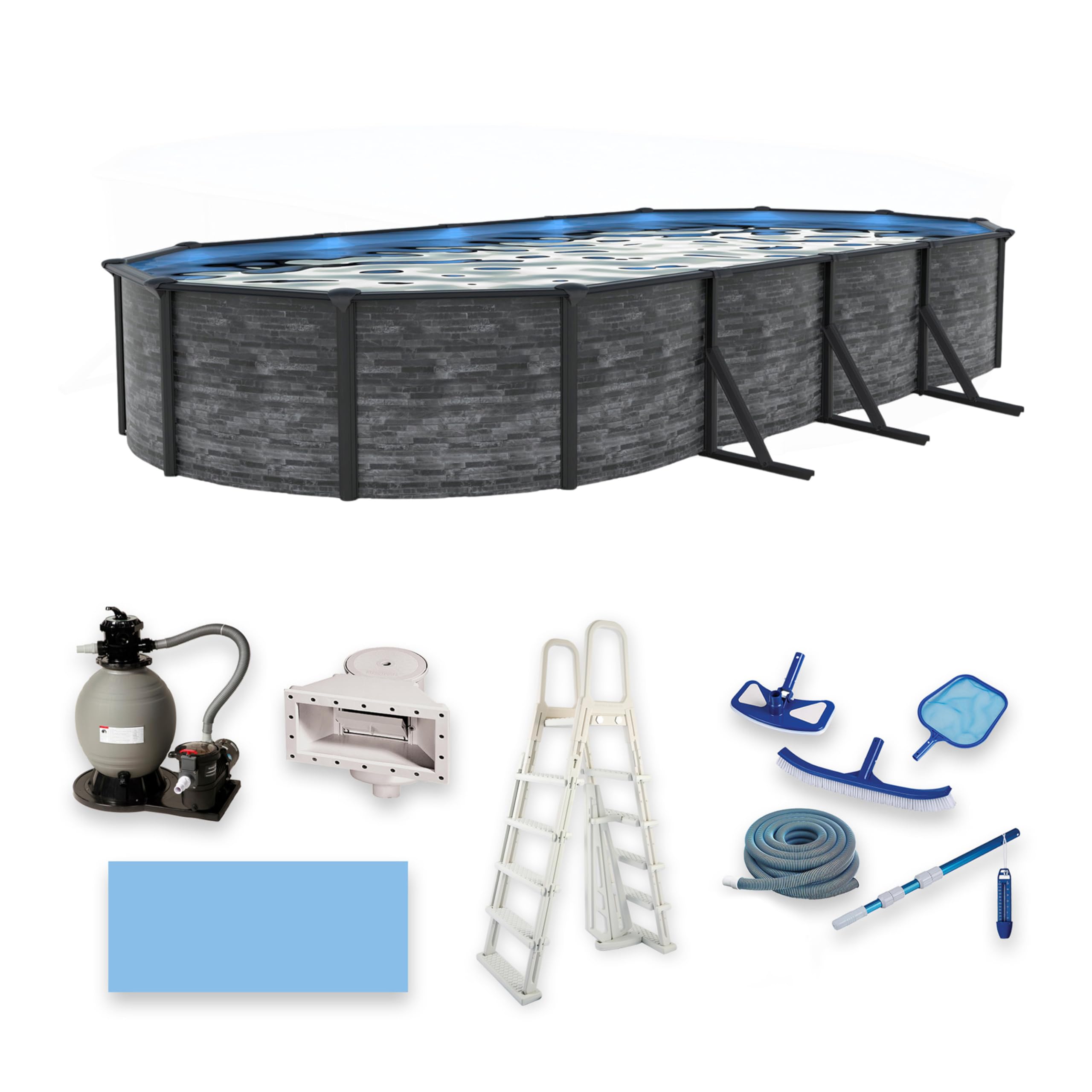 Blue Wave Marbella 12-ft x 24-ft Oval 52-in Deep Above Ground Swimming ...