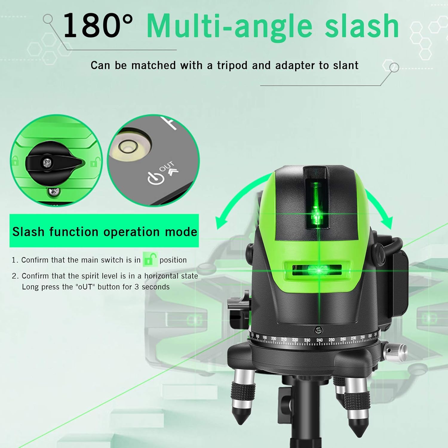 Laser Laser 30M, Careslong 5-Line Horizontal Laser, 360 ° Horizontal ...