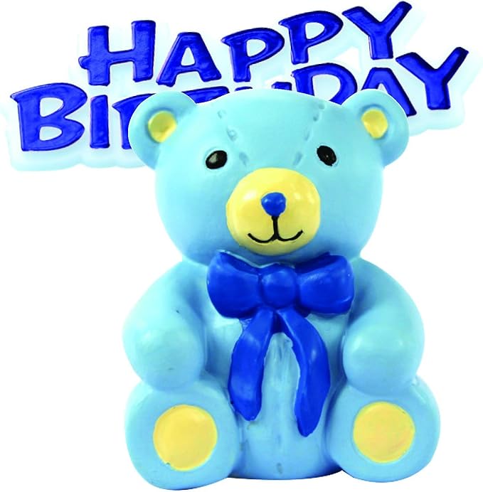 Creative Party BU264 Blue Teddy Bear Cake Topper Set-2 Pcs: Amazon.co ...