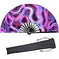 Amazon.com: Leehome Large Rave Folding Hand Fan for Women/Men,Chinese/Japanese with Bamboo and ...