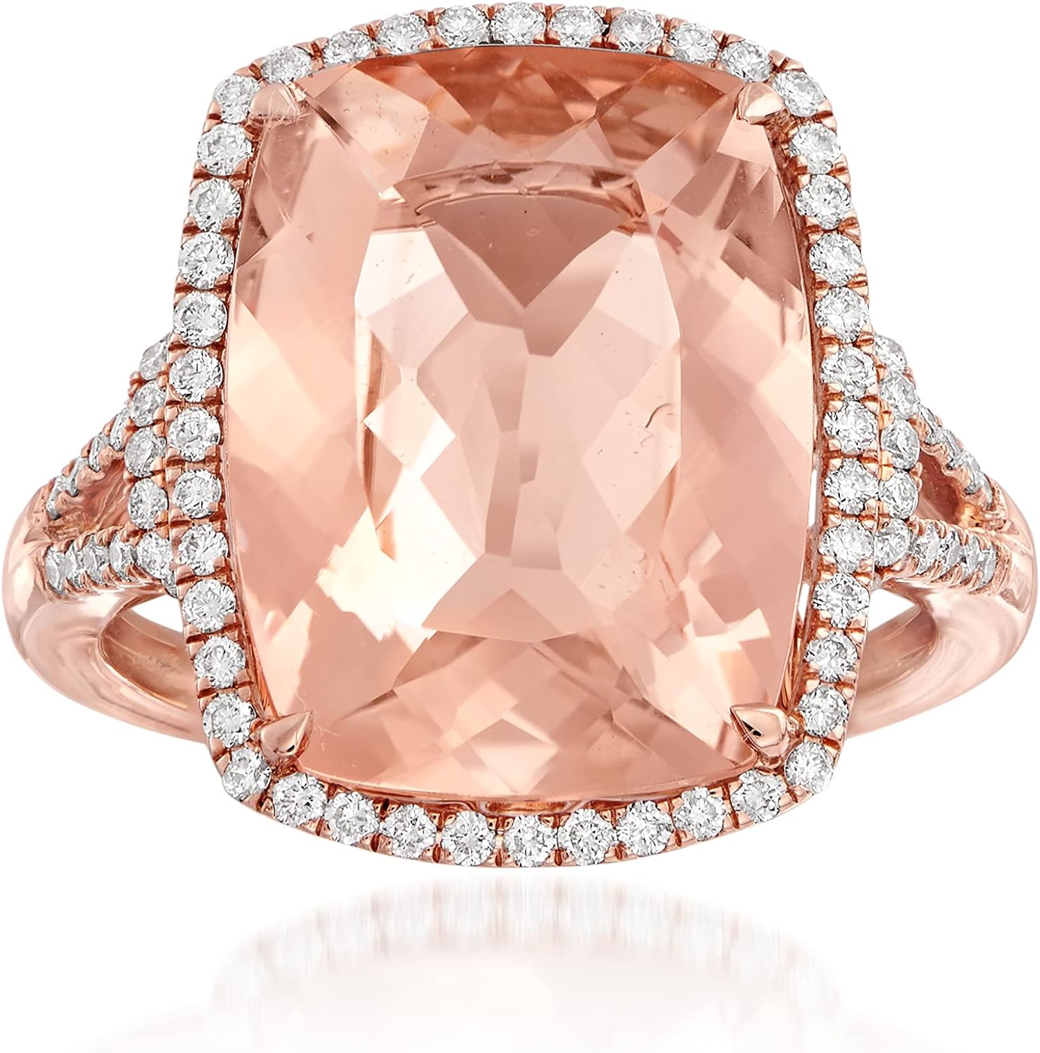 Ross-Simons 10.00 Carat Morganite and .41 ct. t.w. Diamond Ring in 14kt ...