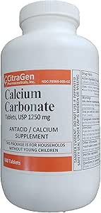 Amazon.com: Calcium Carbonate Tablets USP 1250 mg for Relief of Acid ...