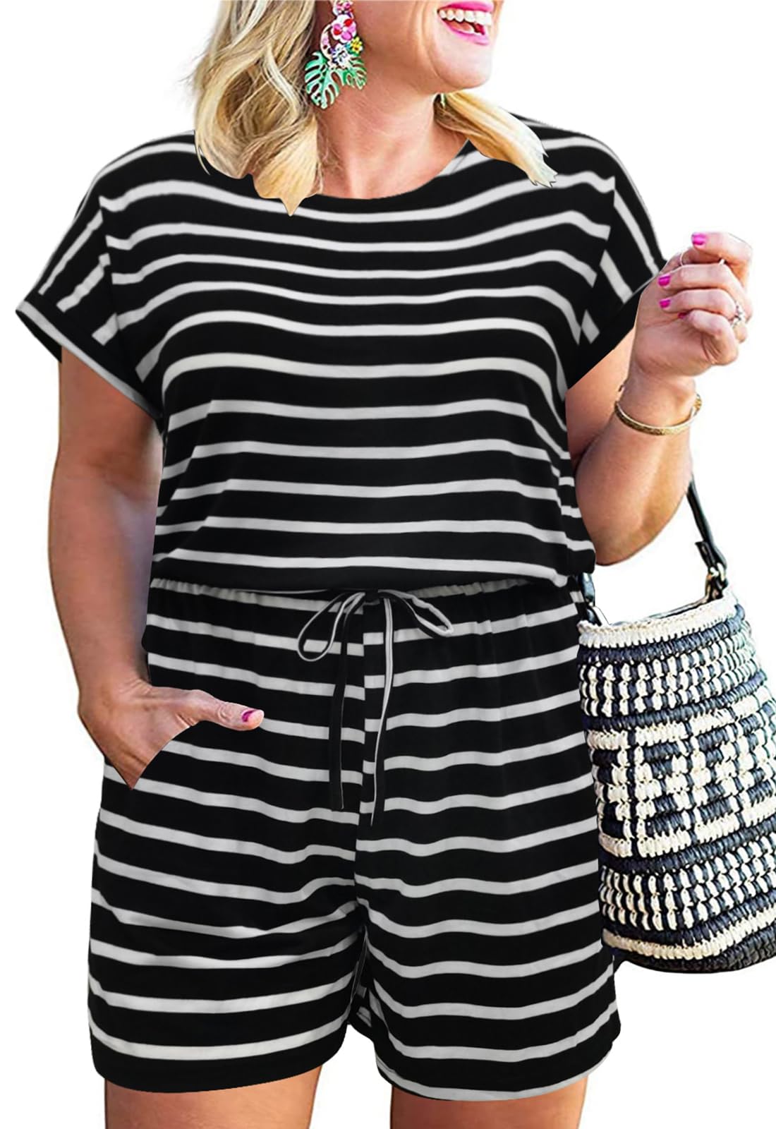 Nemidor Plus Size Rompers for Curvy Women Casual Summer One Piece Short ...