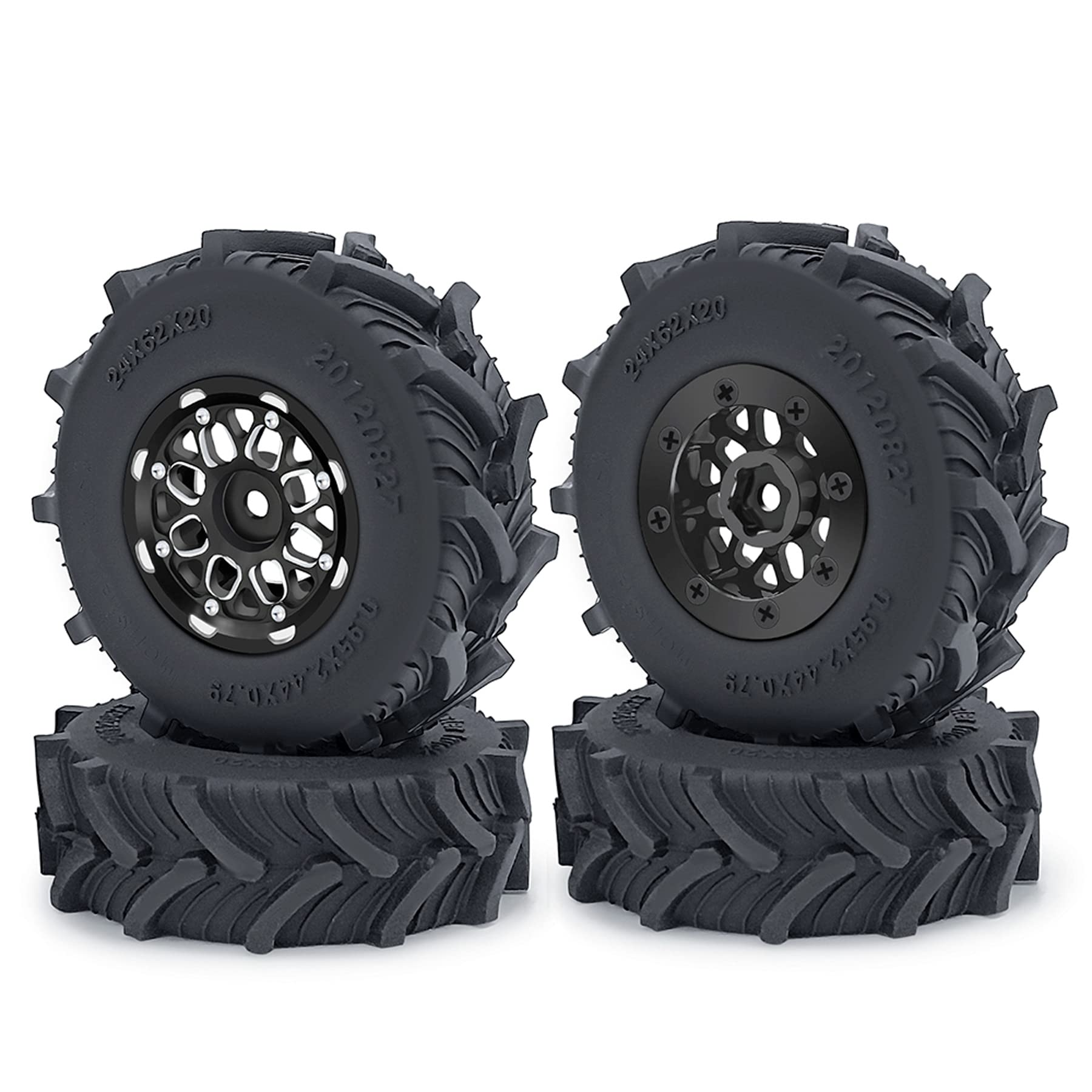 4PCS 1.0 beadlock wheels SCX24 wheels and tires TRX4M Aluminum Wheel Rims and Mud Terrain Tires ...