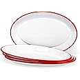 Amazon.com | Red Co. Set of 4 Enamelware Metal Classic 13" Serving Oval ...