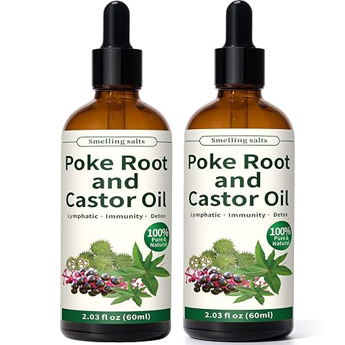 Poke Root and Castor Oil - 2 x 2 fl oz Poke Root Oil Organic with ...