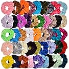 Amazon.com : Mcupper 40 Pcs Hair Silk Scrunchies Satin Elastic Hair Bands Scrunchy Hair Ties ...
