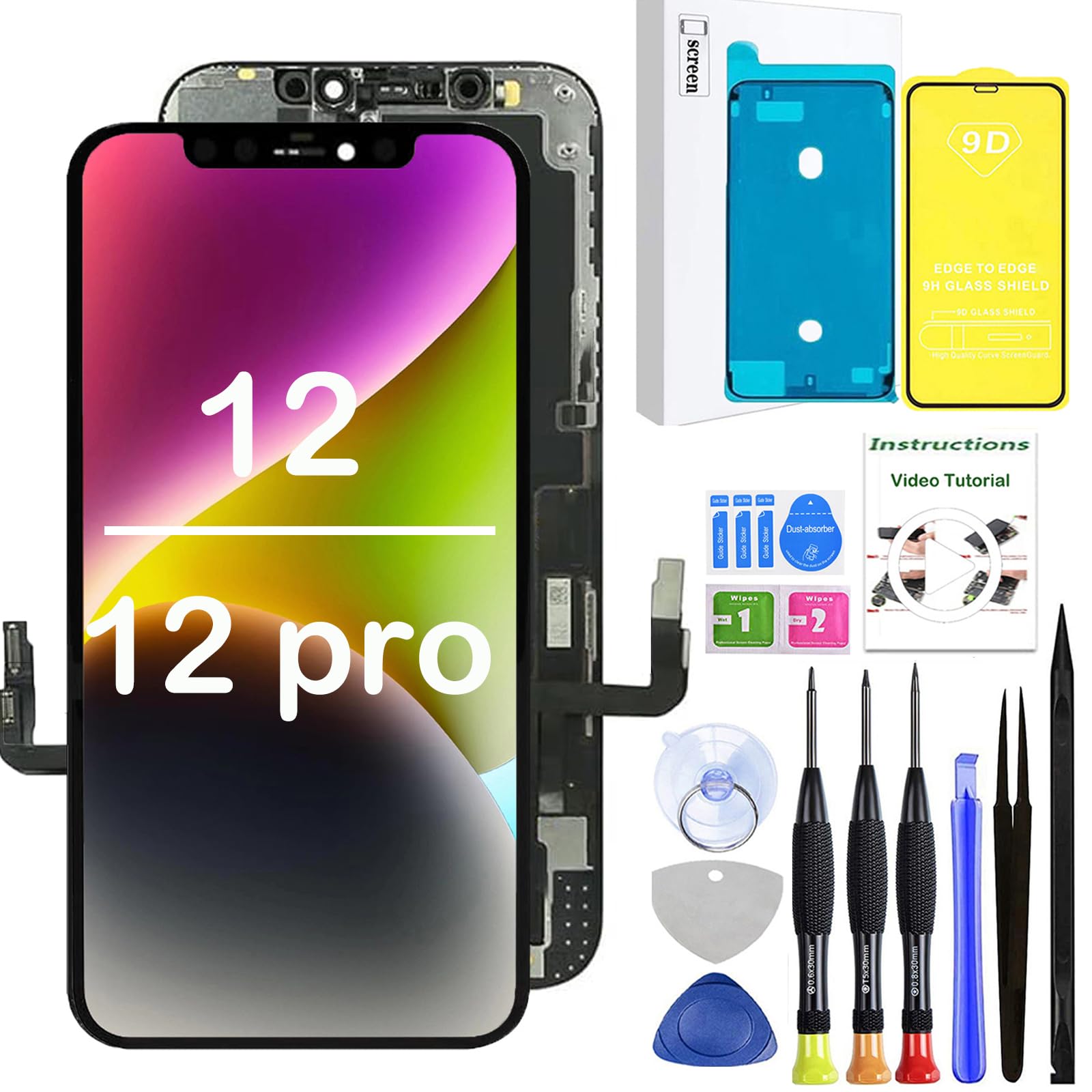 LEAFE for iPhone 12/12 Pro Screen Replacement,Full HD LCD Screen ...