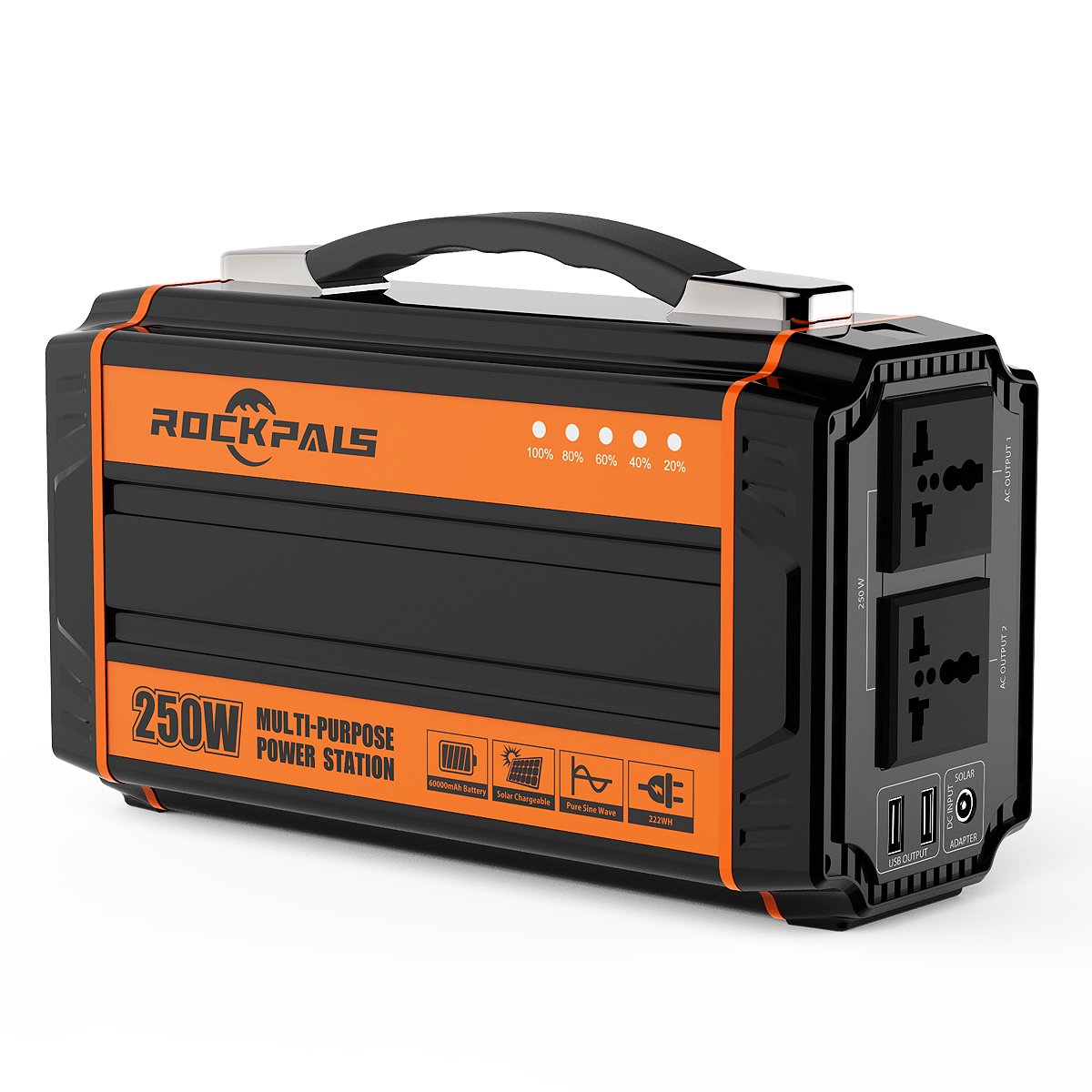 Rockpals 250-Watt Portable Generator Rechargeable Lithium Battery Pack ...