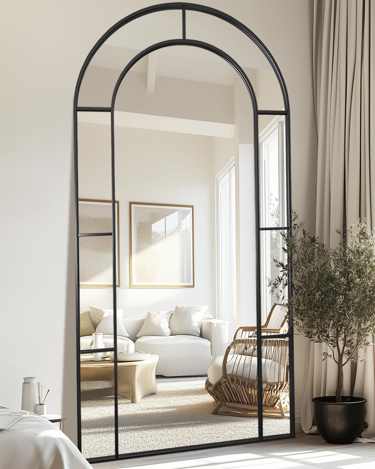 Antok Full Length Mirror, Floor Mirror 41" x 81" Arched Window ...