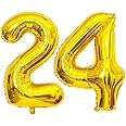 Amazon.com: Gold 24 Number Balloons, 40 Inch Giant Number 24 Balloons ...