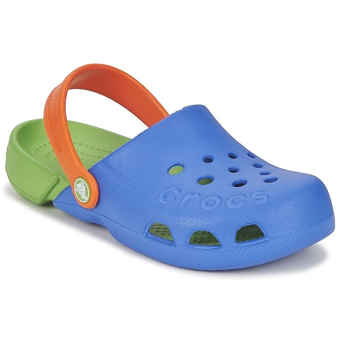 Crocs Kids Crocs Electro Sea Blue Lime Green Clogs Shoes: Amazon.co.uk ...
