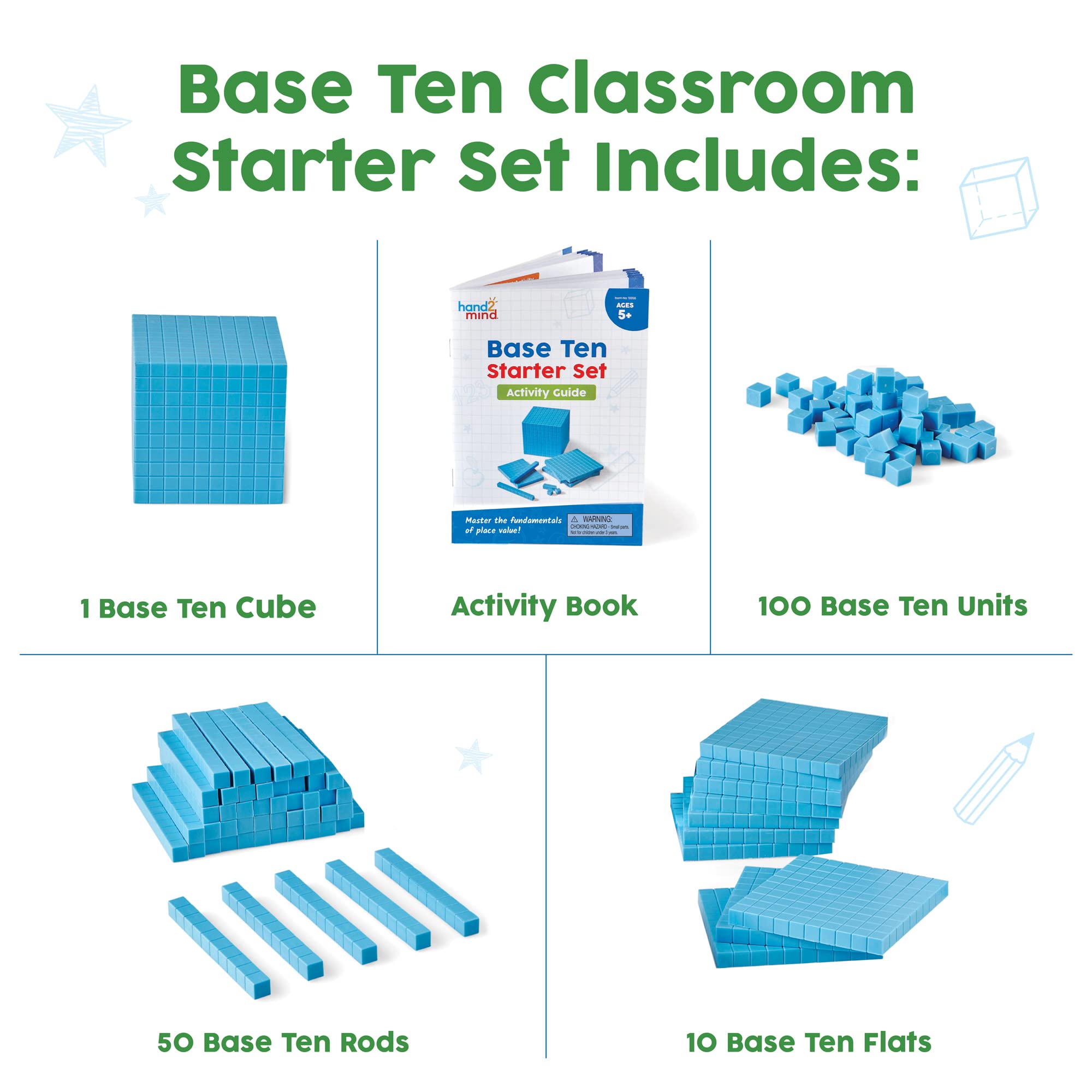 Math Cubes Hand2mind Blue Base Ten Blocks Math Cube - Hands-On Place ...