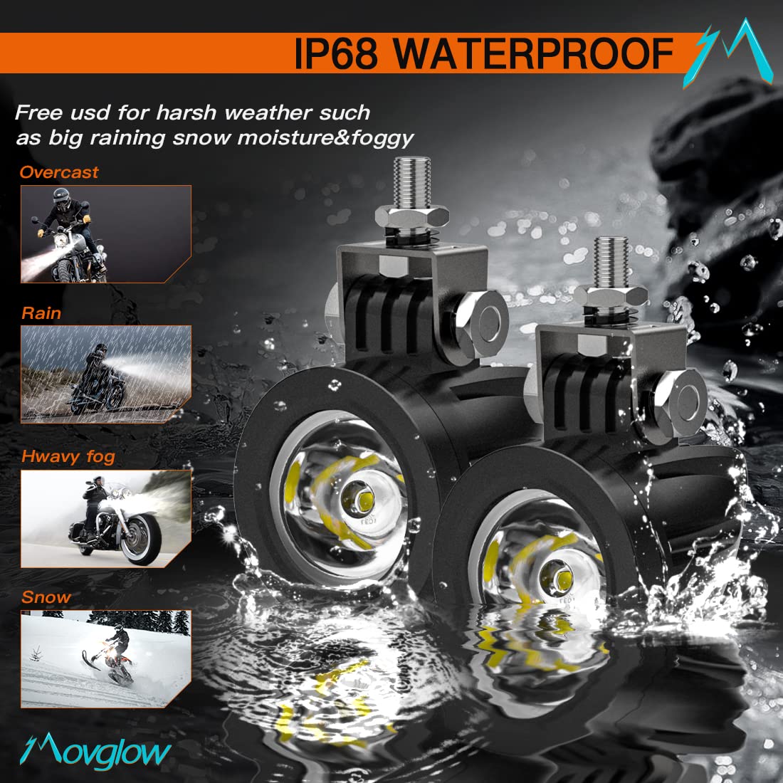 Mua Movglow Motorcycle Auxiliary Lights LED Spot Driving Fog Lights ...