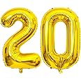 Amazon.com: Gold 20 Number Balloons, 40 Inch Giant Number 20 Balloons ...