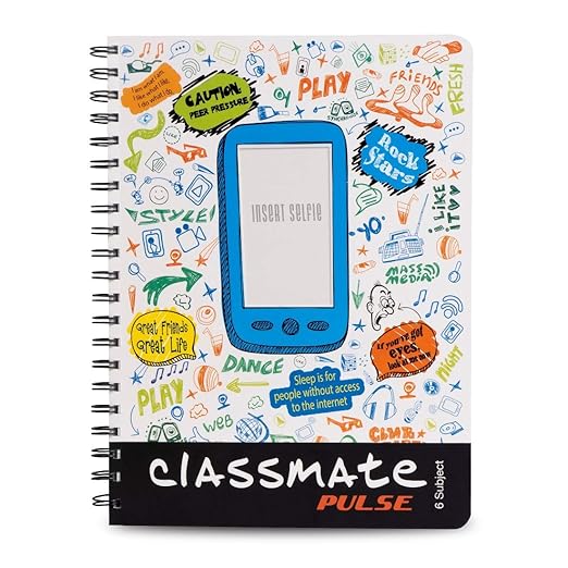 Classmate Soft Cover 6 Subject Spiral Binding Selfie Notebook, Single ...