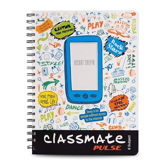 Classmate Soft Cover 6 Subject Spiral Binding Selfie Notebook, Single ...